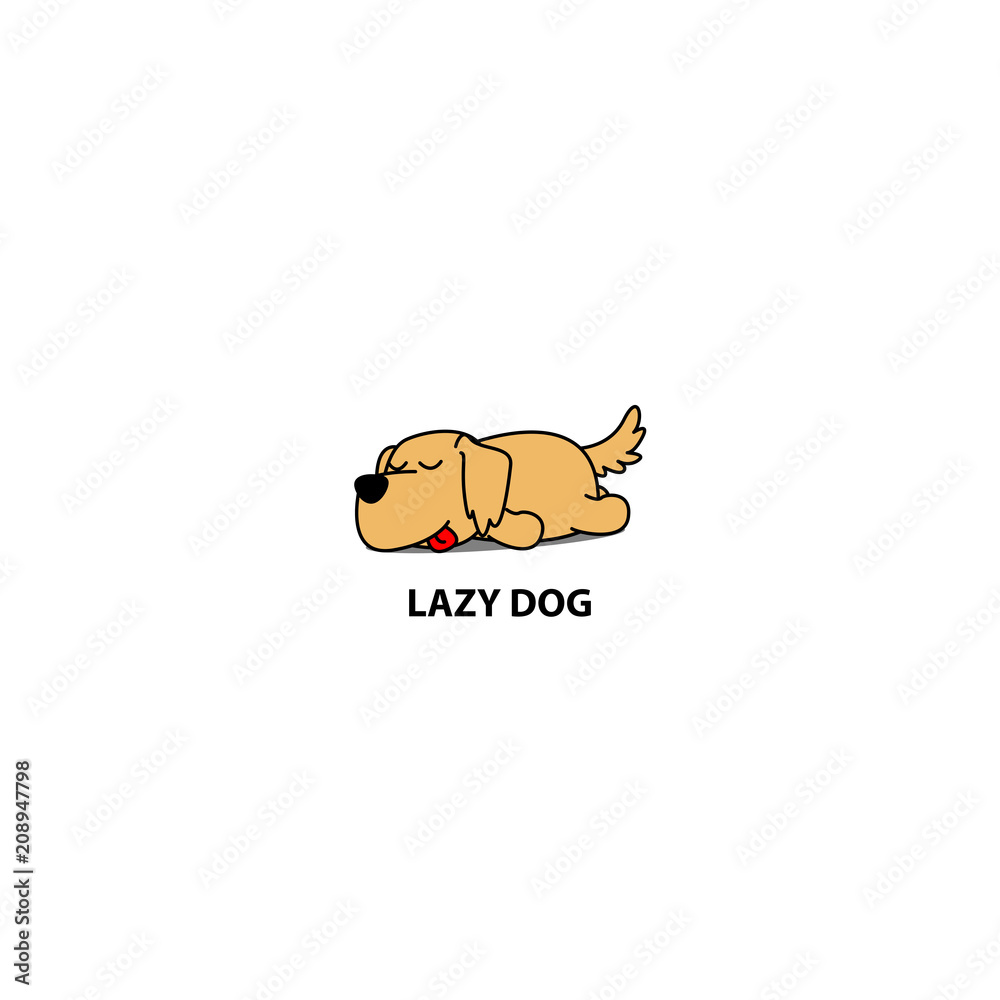 Lazy dog, cute golden retriever puppy sleeping icon, logo design ...