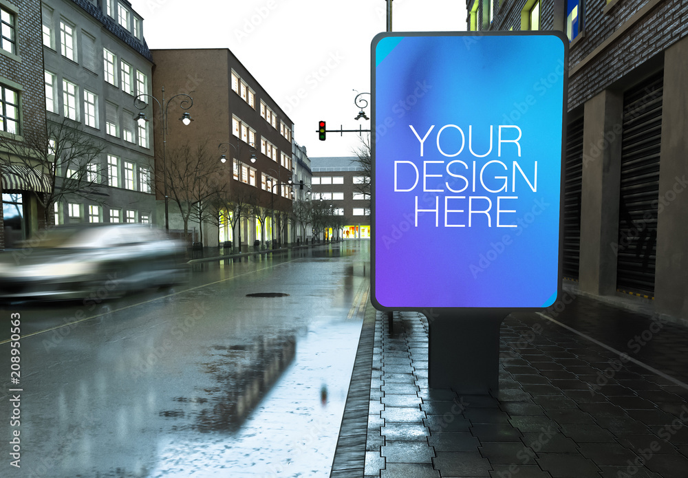 Outdoor Kiosk Advertisement Mockup Stock Template | Adobe Stock