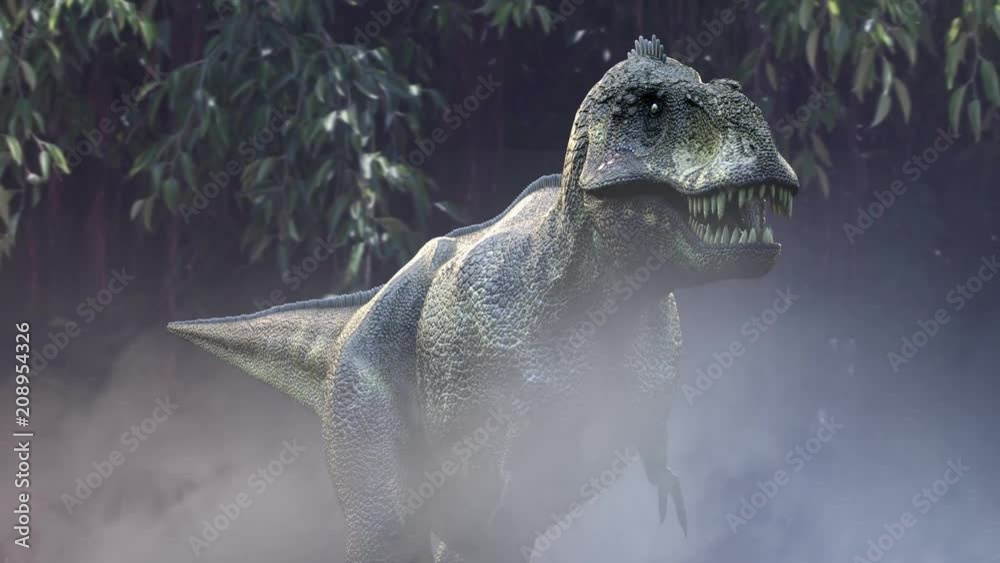 animate a running dinosaur Tyrannosaurus Rex 3d render in the jungle ...