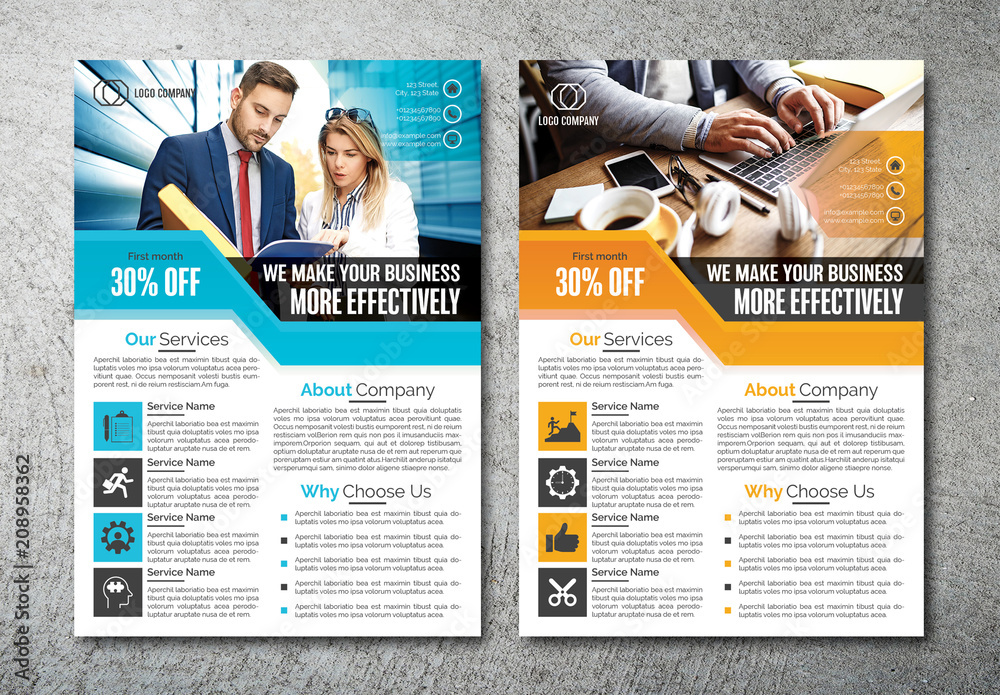 Flyer Layout with Diagonal Header Stock Template | Adobe Stock