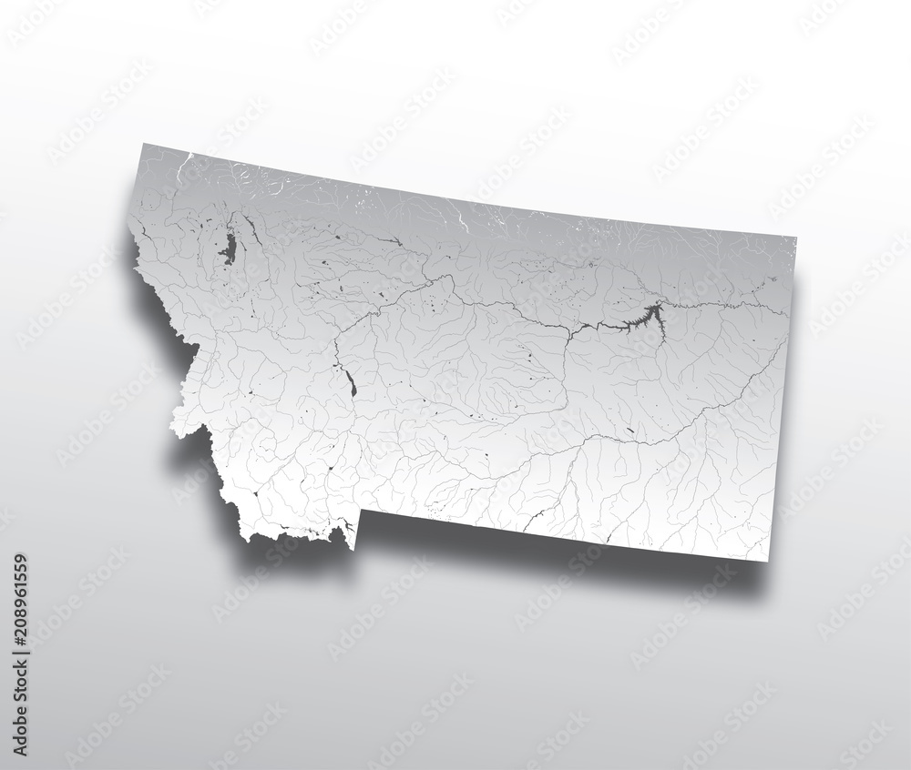 U.S. states - map of Montana with paper cut effect. Please look at my ...