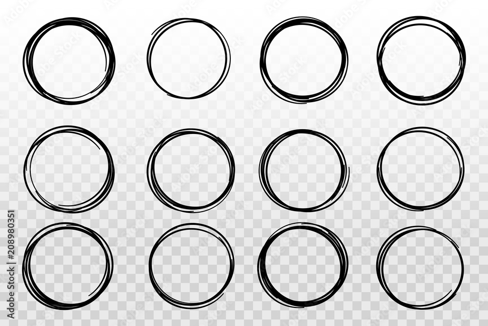 Creative vector illustration of hand drawning circle line sketch set ...