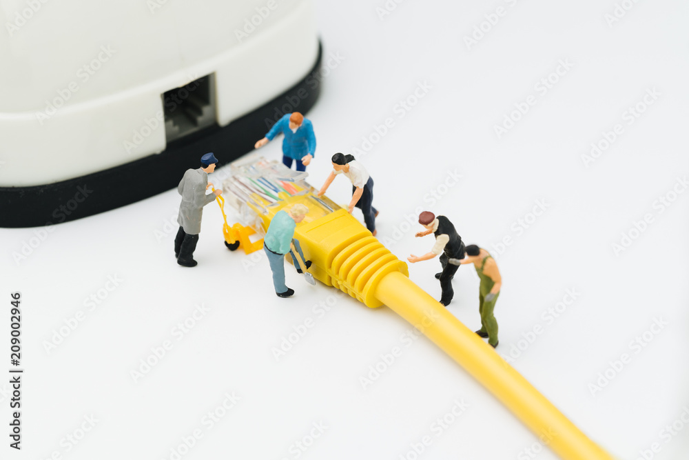 Internet network, telecommunication connecting people concept, group of ...