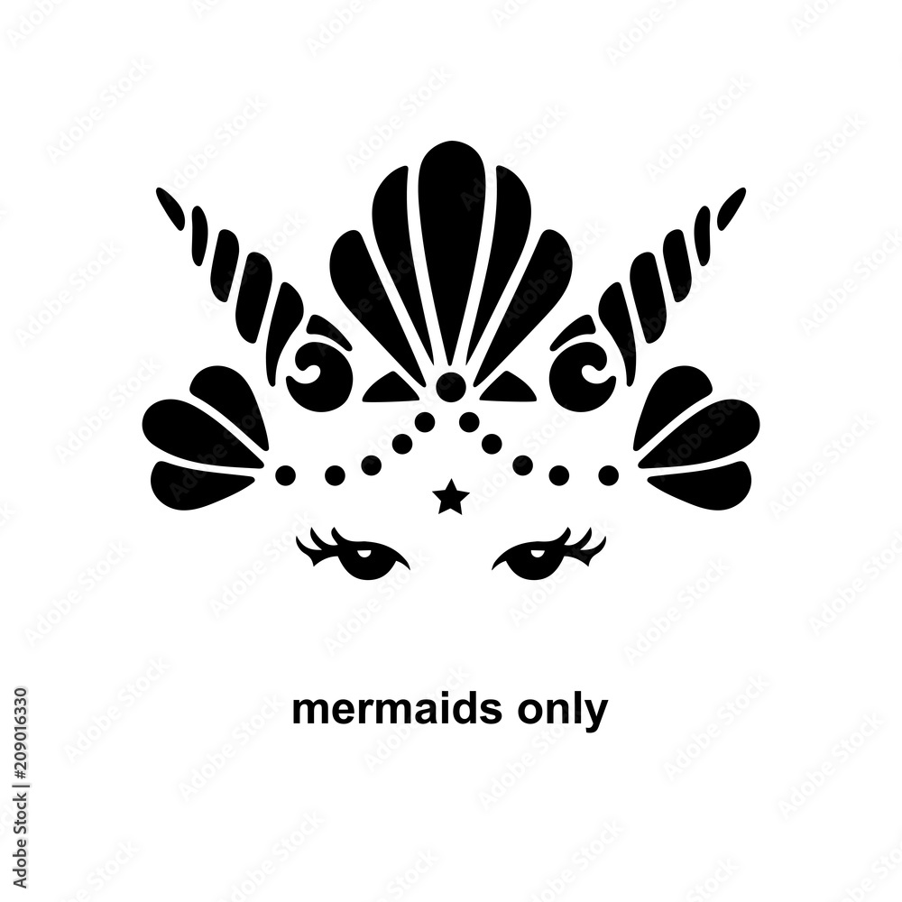 Cute template with Mermaid logo. Vector illustration. Mermaid crown for ...