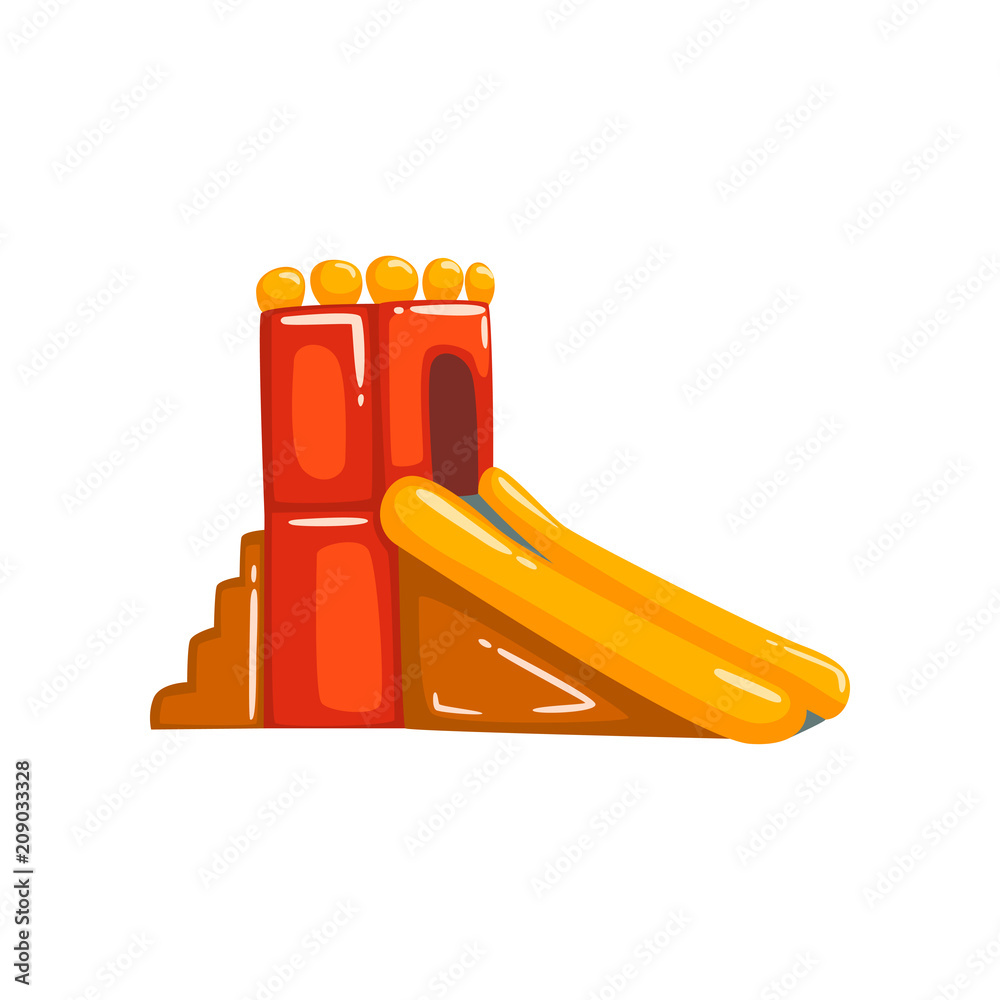 Inflatable slide, summer amusement park bouncy equipment vector ...