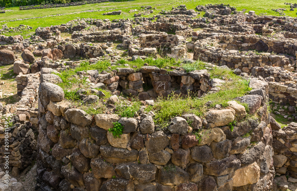 Nuraghe 'Su Nuraxi' in Barumini, Sardinia, Italy. View of archeological ...