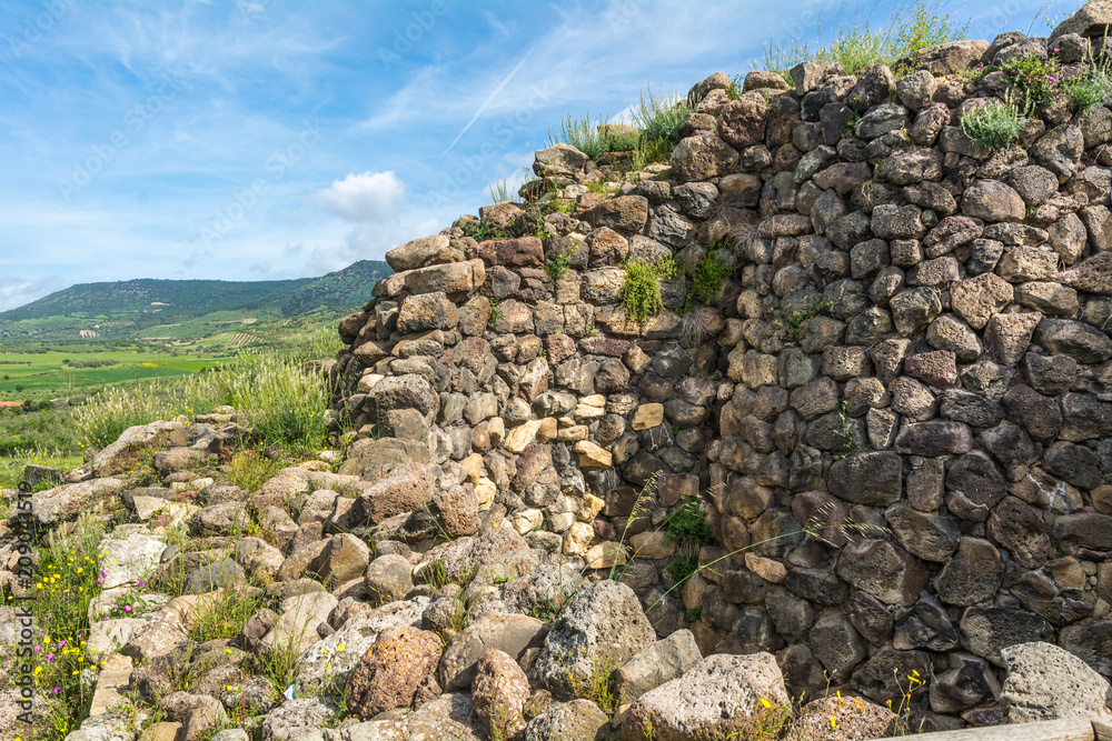 Nuraghe 'Su Nuraxi' in Barumini, Sardinia, Italy. View of archeological ...