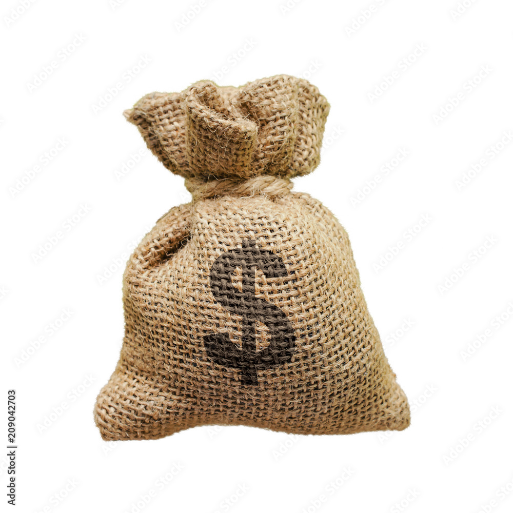 Money bag from burlap. Investment concept. The selected path. Isolated ...