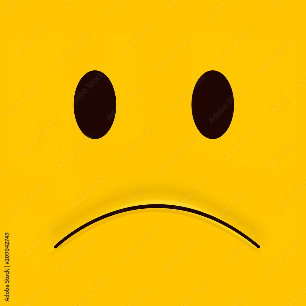 Sad emoticon face flat icon vector illustration for design and web ...