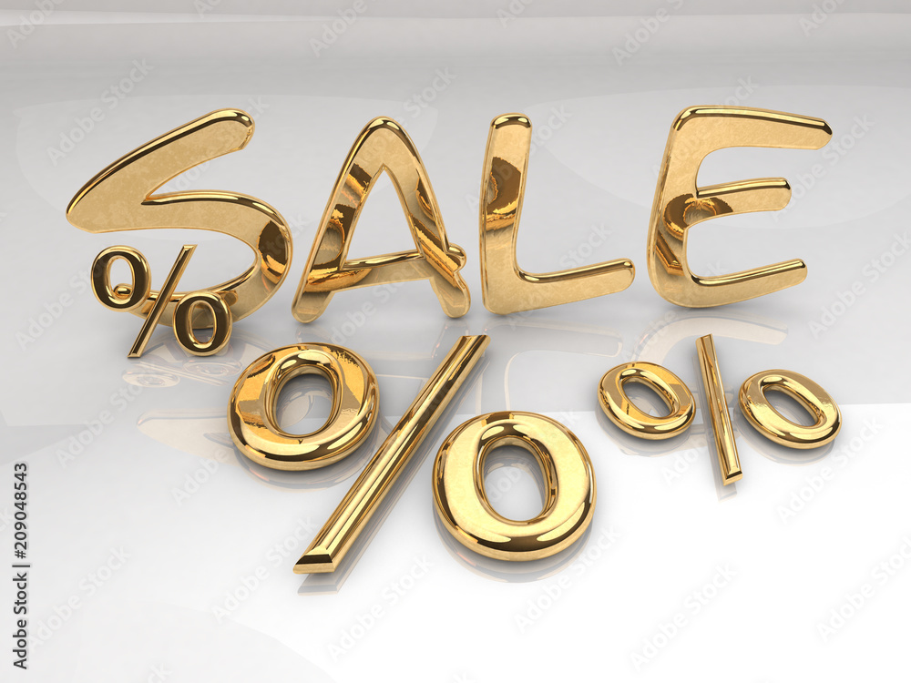 Sale percent 3d golden percentage sign symbol icon rendering ...