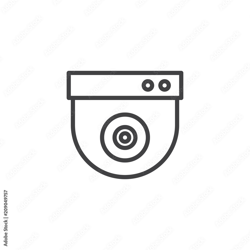 A ceiling cctv camera outline icon. linear style sign for mobile ...