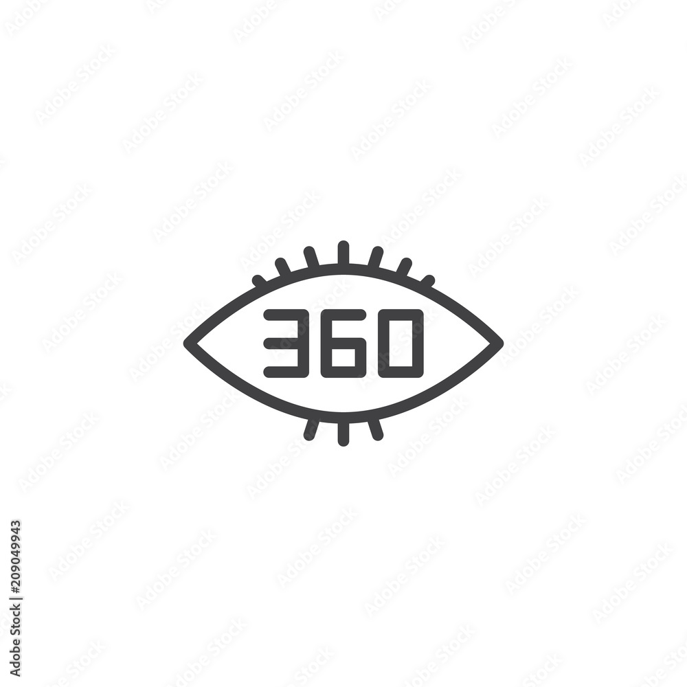360 degrees view outline icon. linear style sign for mobile concept and ...