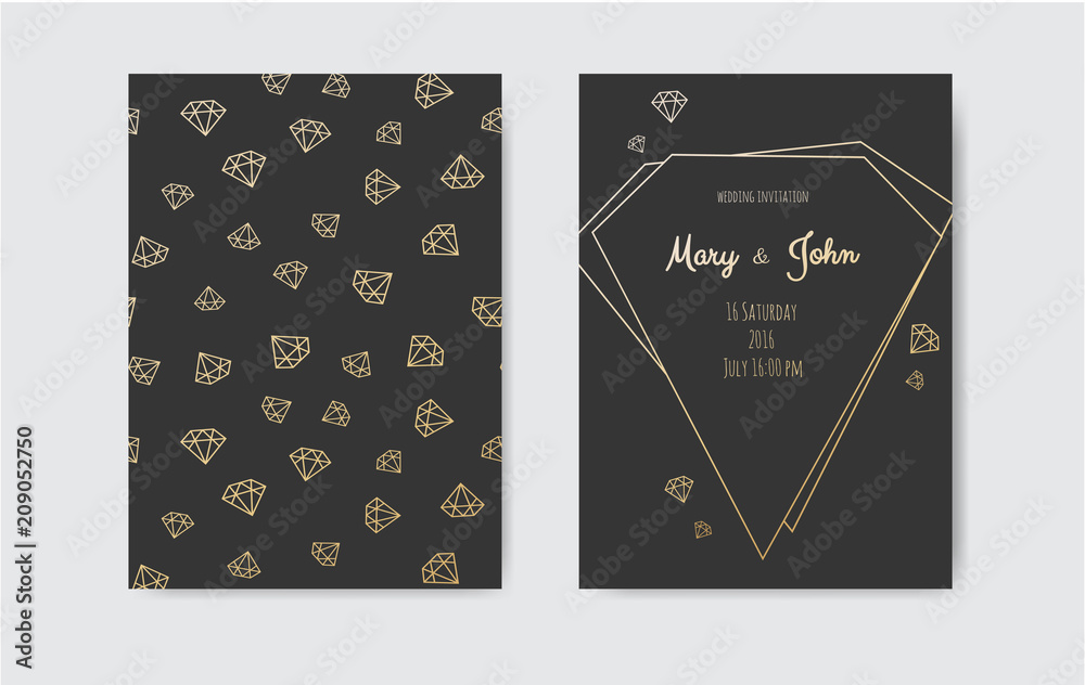 invitation card with diamonds . Vector illustration. Stock Vector ...