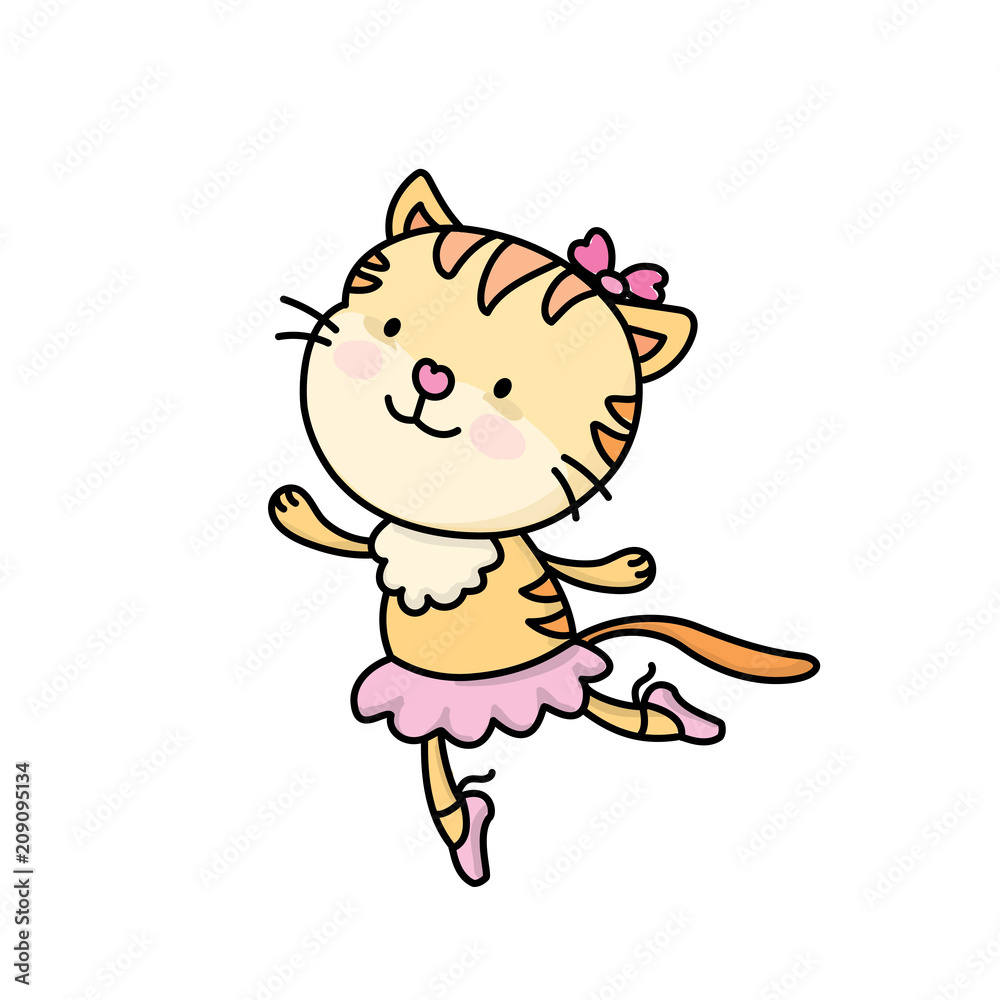 Cute cartoon ballet dancer cat Stock Vector | Adobe Stock