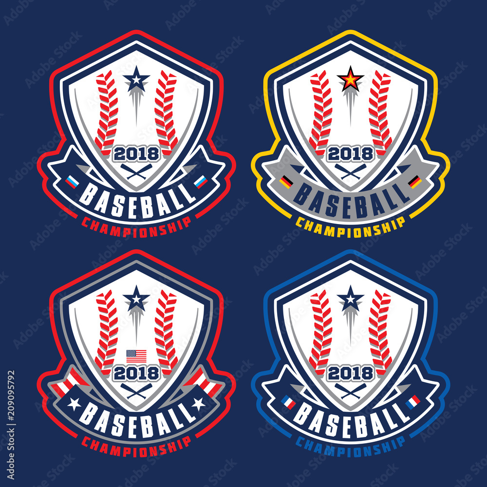 Baseball championship badge logo design template and some elements for ...