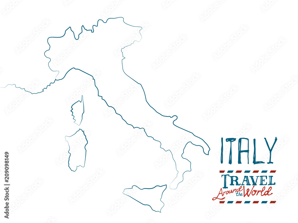 Map of Italy drawn by hand on white background Stock Vector | Adobe Stock