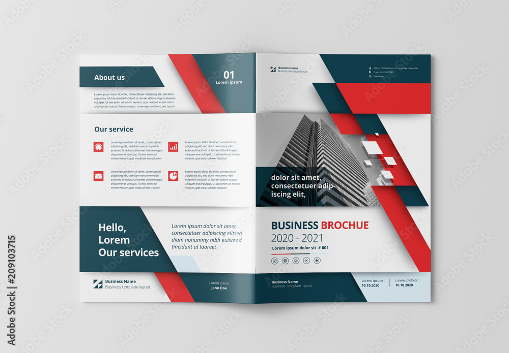 Cover Layout with Red and Gray Accents Stock Template | Adobe Stock