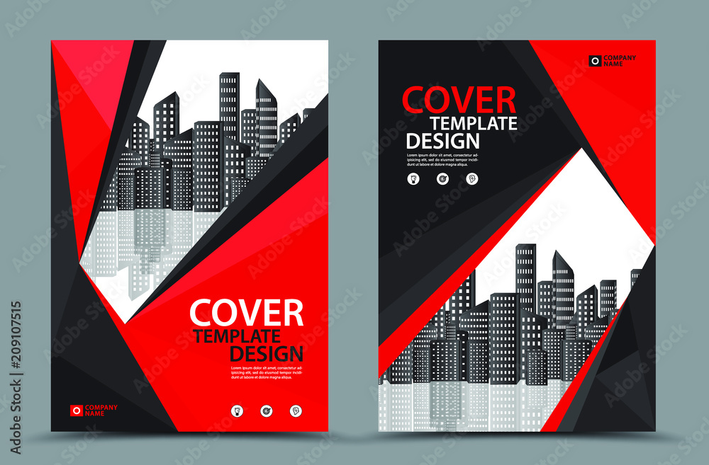 Red Cover template vector, Book Cover Design Template in A4. Brochure ...
