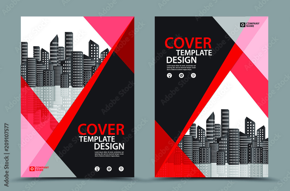 Red Cover template vector, Book Cover Design Template in A4. Brochure ...