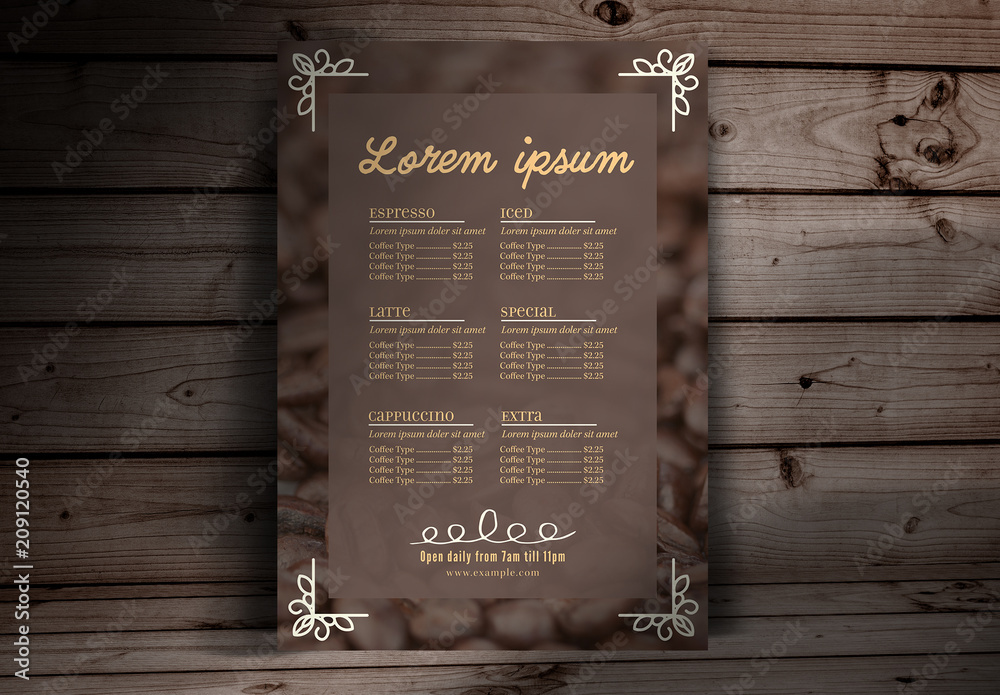 Coffee Menu Layout Stock Template | Adobe Stock