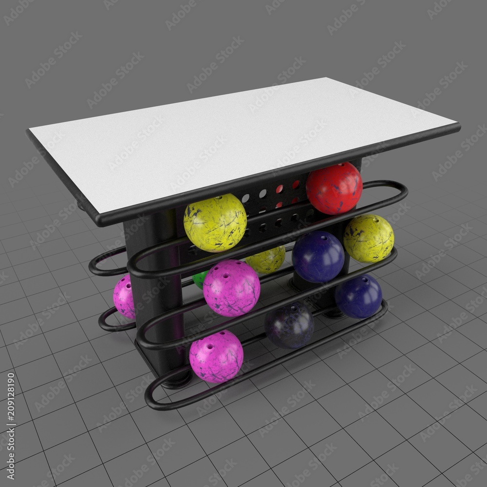 Rectangular table with bowling ball rack Stock 3D asset | Adobe Stock