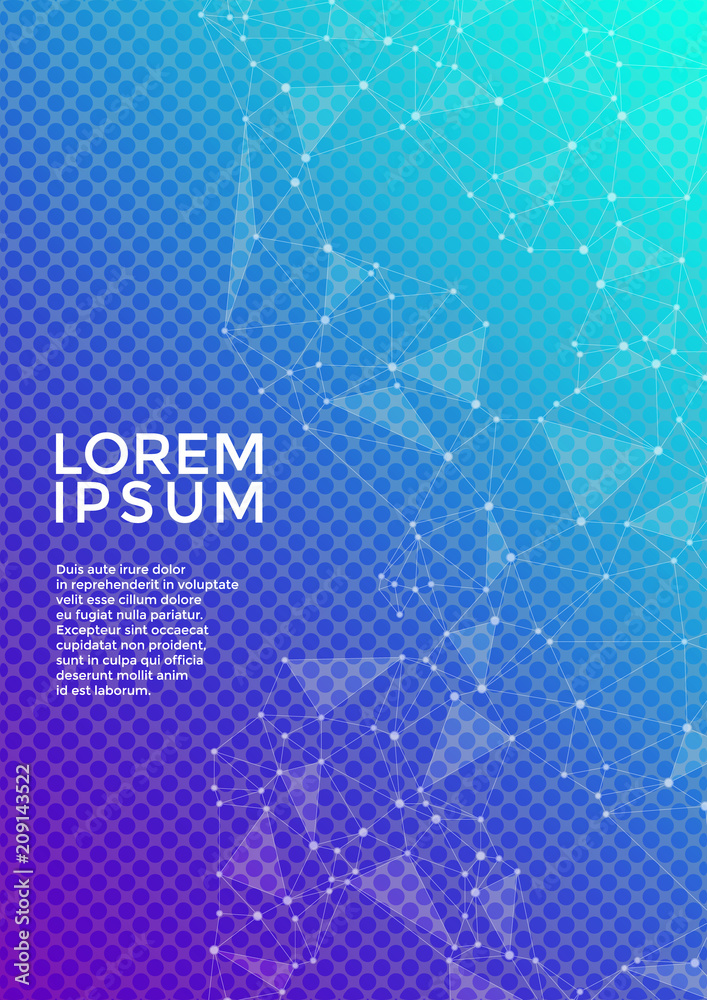 Global network connection geometric grid. Network nodes information ...