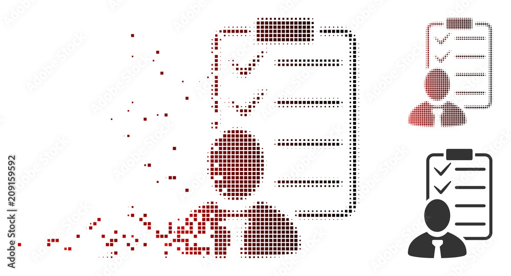Vetor de Vector manager check list icon in dispersed, dotted halftone ...