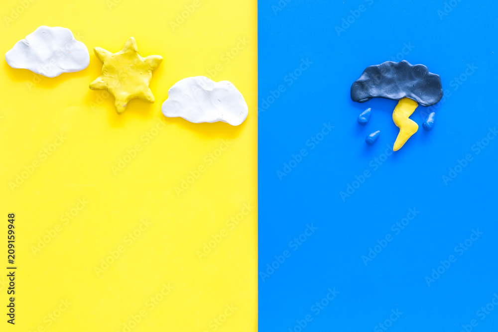 Good and bad weather concept. Template for forecast. Sun vs cloud and ...