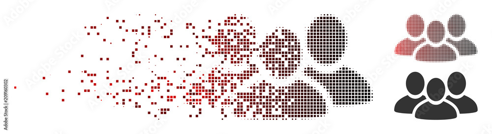 Vector user group icon in dissolved, dotted halftone and undamaged ...
