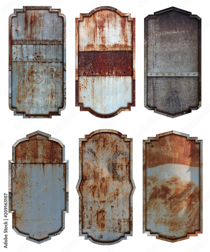 Old steel metal sign plate texture background isolated on white ...
