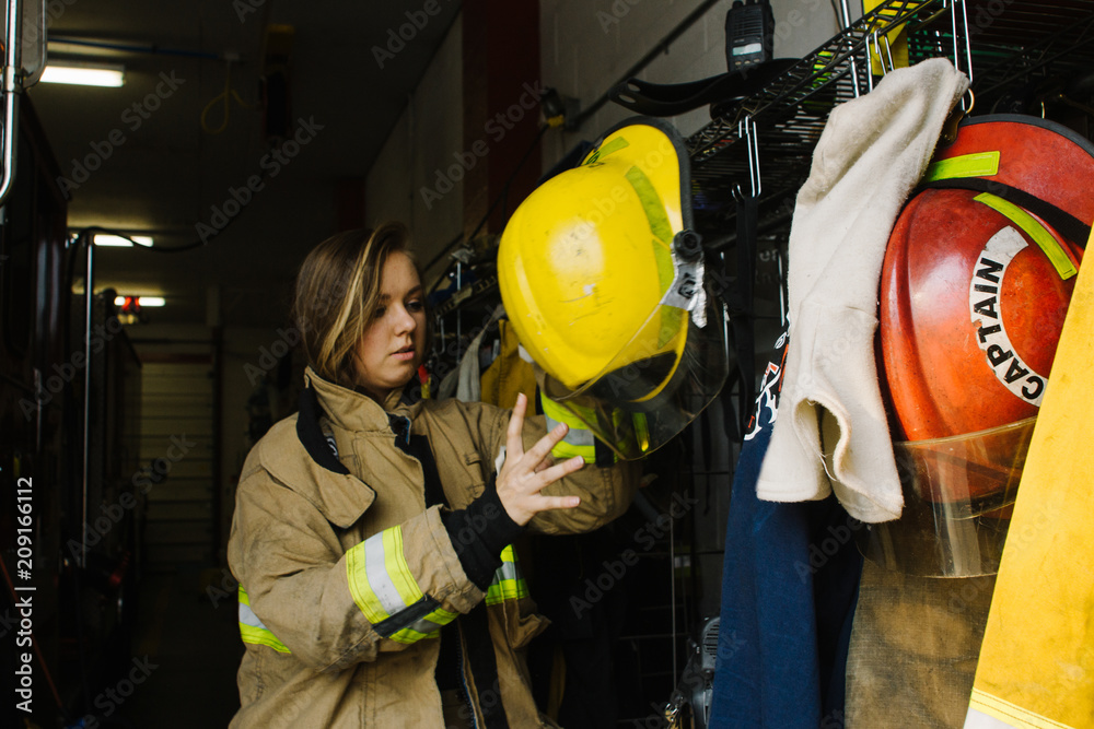 teenage firefighter volunteer wearing firefighting clothing Stock Photo ...