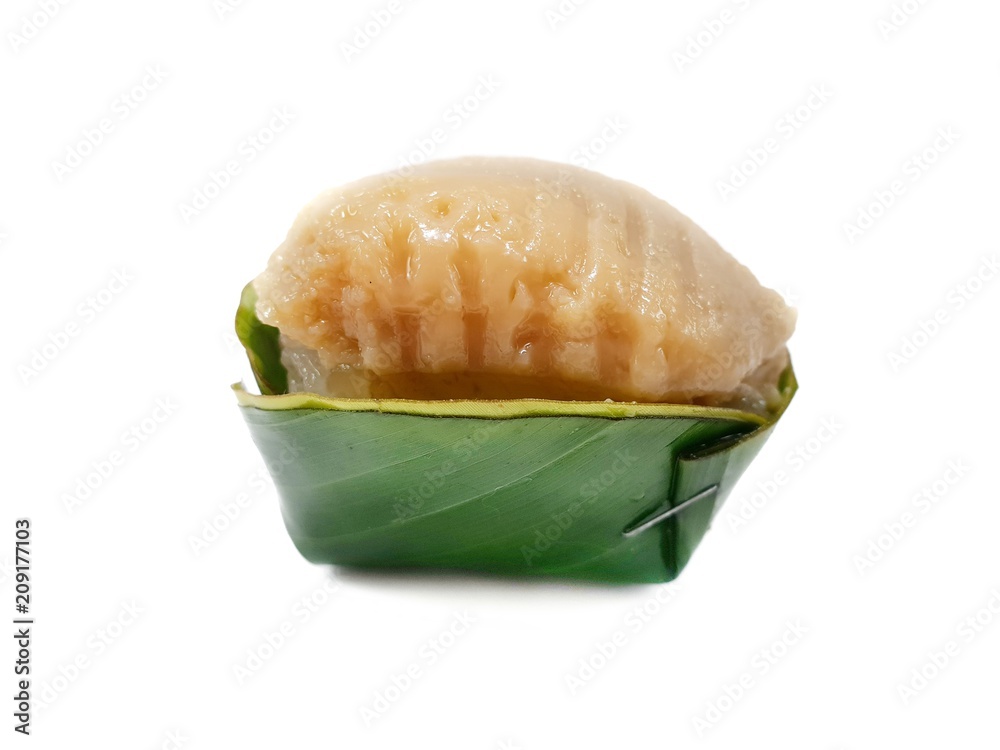 Thai dessert style, Top view of sweet sticky rice with Thai custard or ...