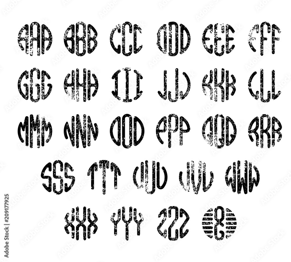 Set Of Letters To Create Circle Monogram Distressed Scratched Grunge set-of-letters-to-create-circle-monogram-distressed-scratched-grunge