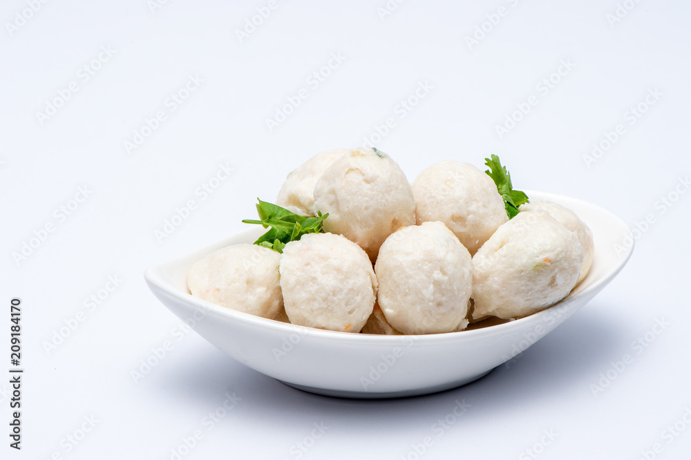 Meat ball fish on white background Stock Photo | Adobe Stock