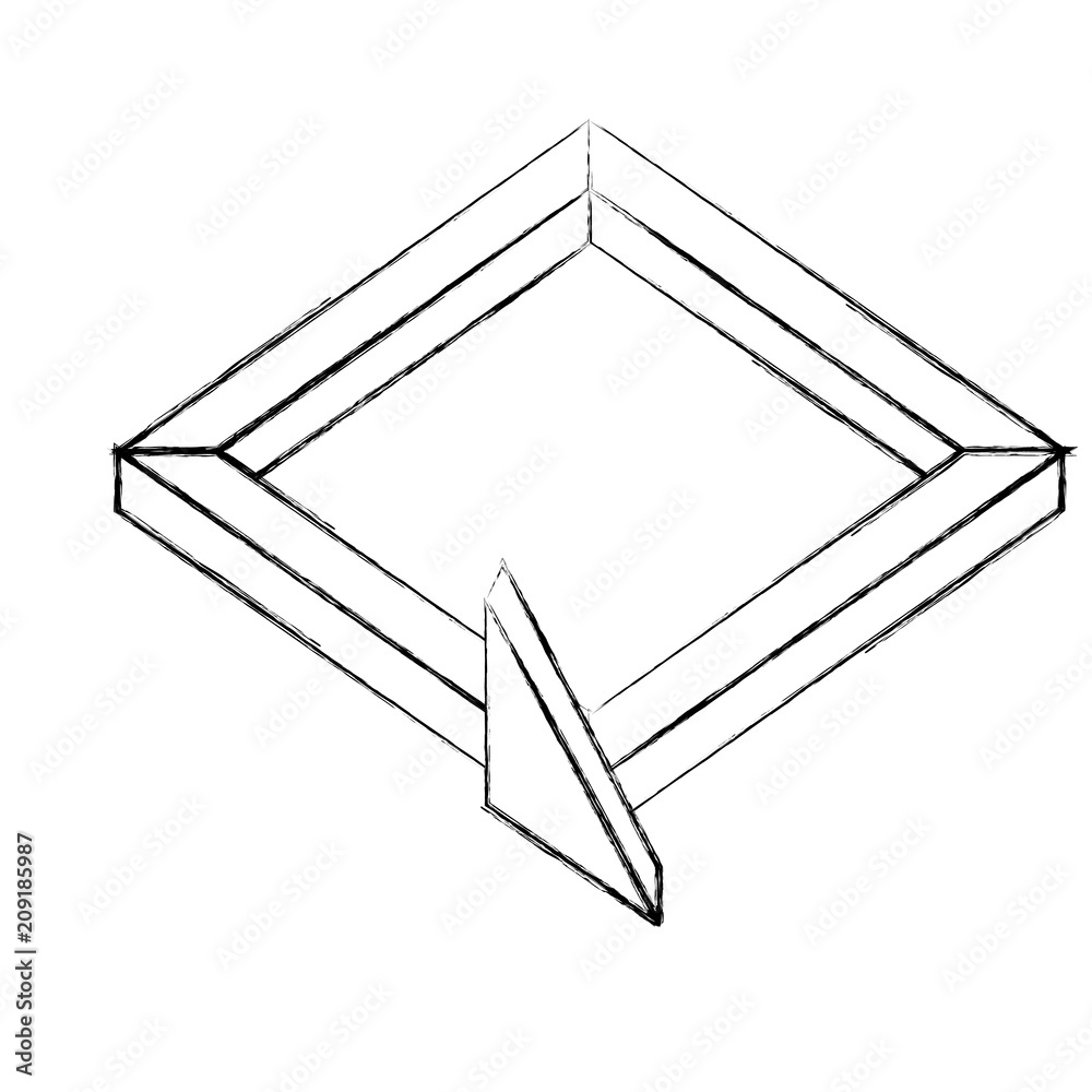 3d arrow square direction virtual reality vector illustration sketch ...