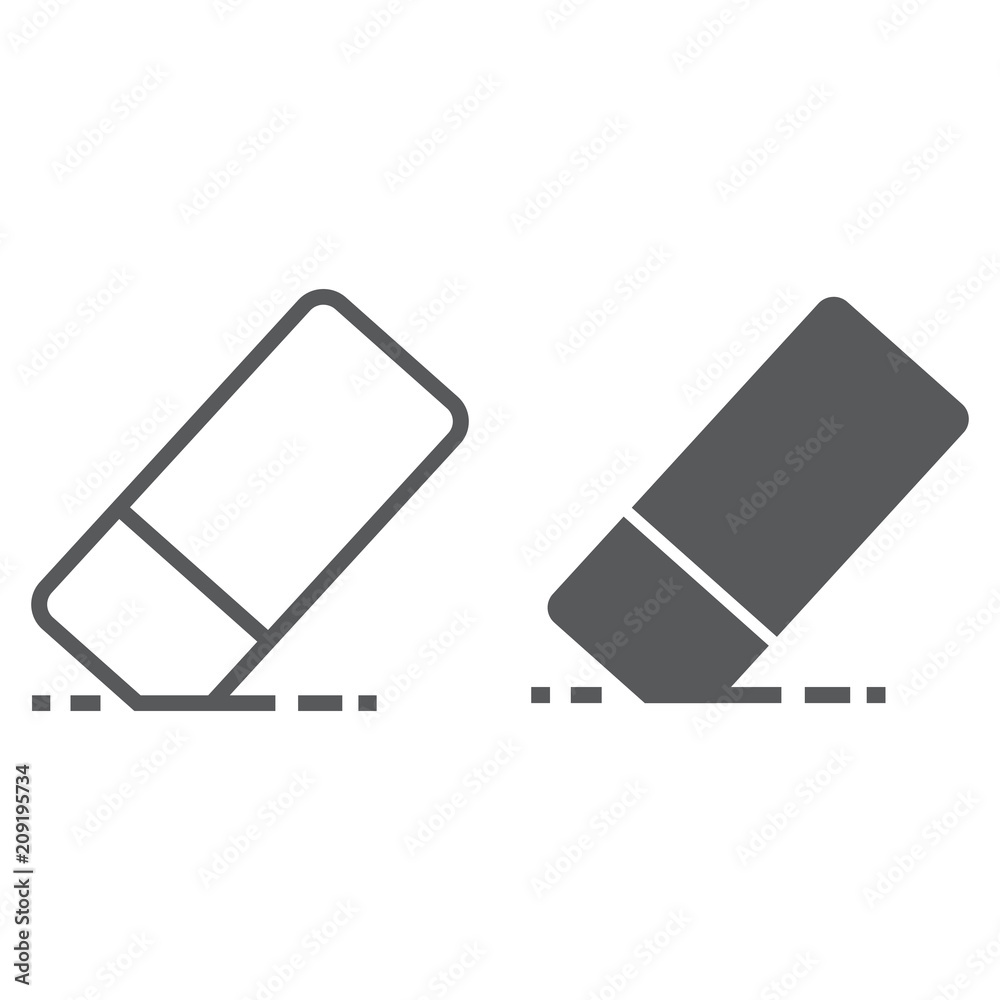 Eraser line and glyph icon, school and education, rubber sign vector ...