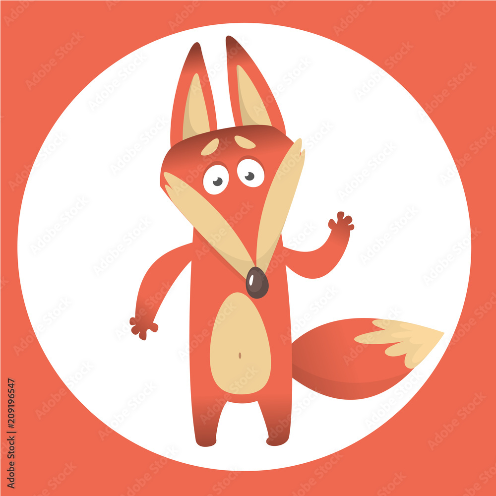Cartoon red fox character, vector illustration, isolated on white ...
