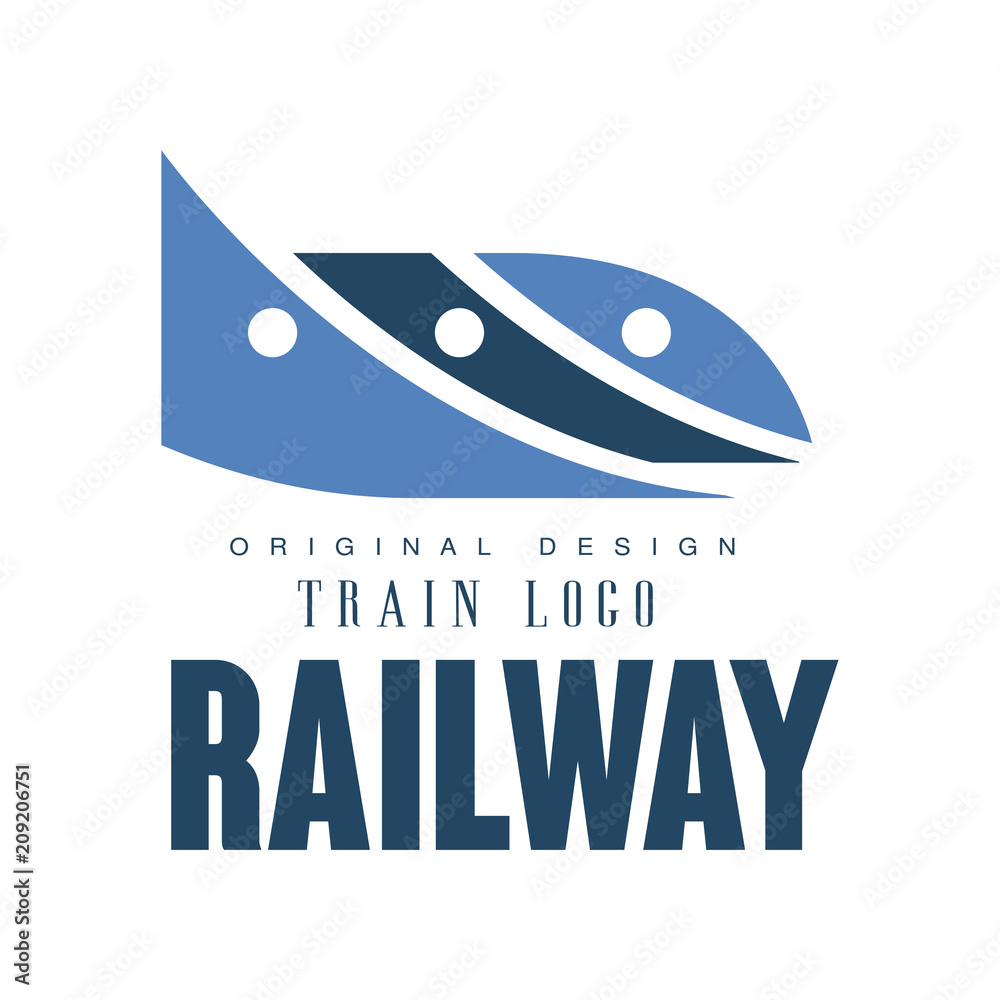 Railway train logo original design, railroad transport badge vector ...