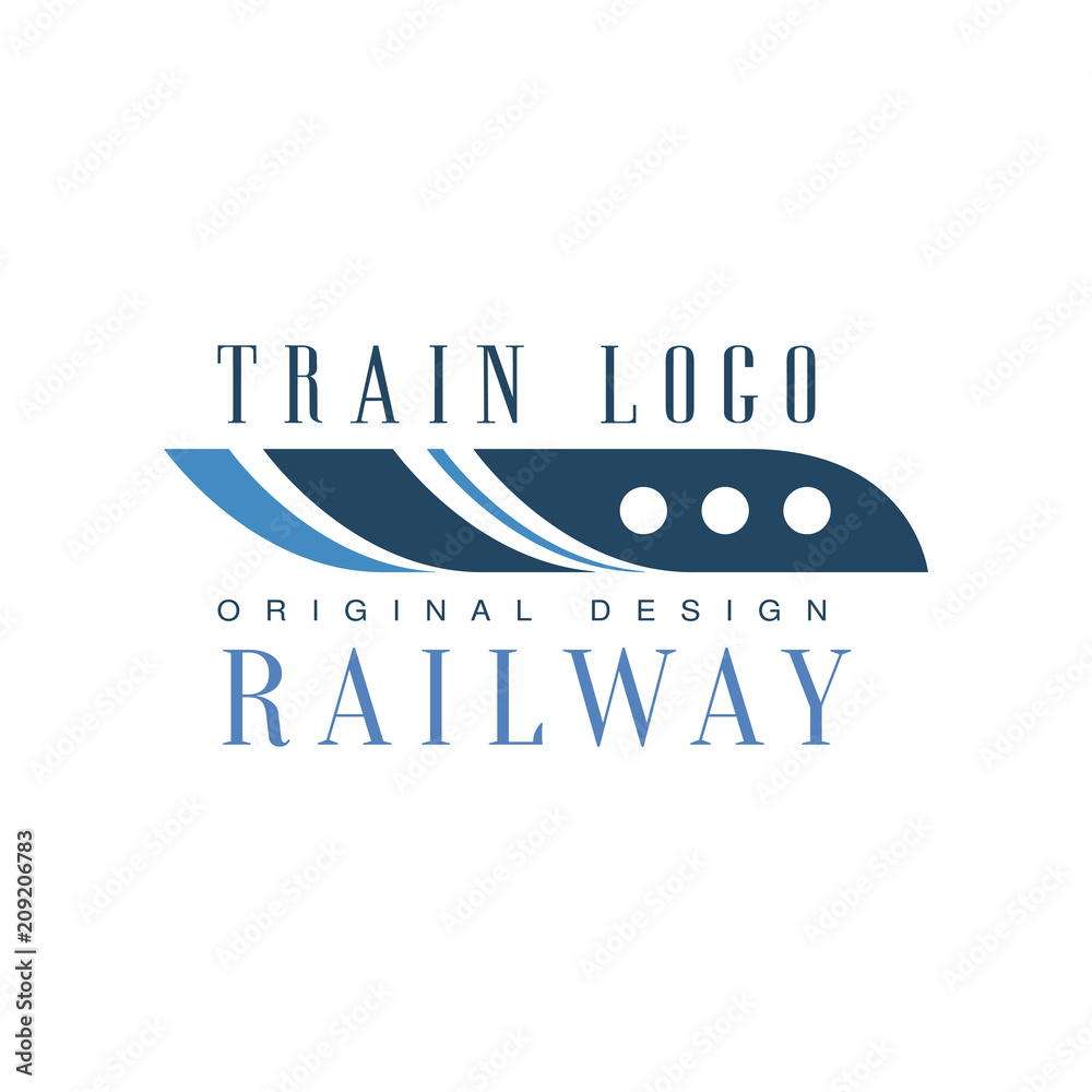 Railway train logo original design, modern railroad transport emblem ...