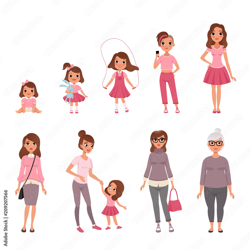 Life Cycles Of Woman Stages Of Growing Up From Baby To Woman Vector life-cycles-of-woman-stages-of-growing-up-from-baby-to-woman-vector