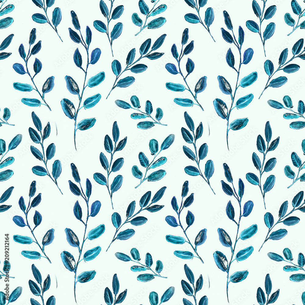 Seamless Realistic Watercolor Greenery Pattern. Hand Drawn Eucalyptus ...