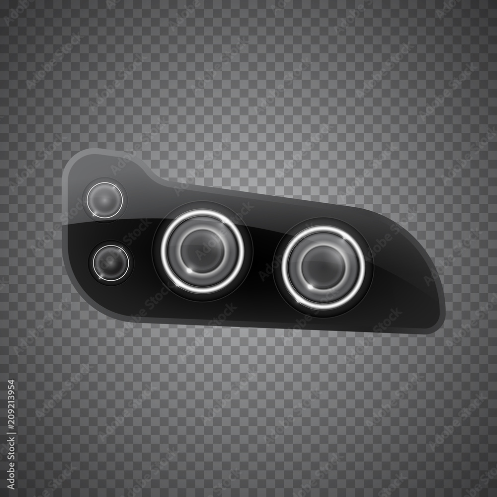Realistic car headlight isolated on transparent background. Vector 3d ...