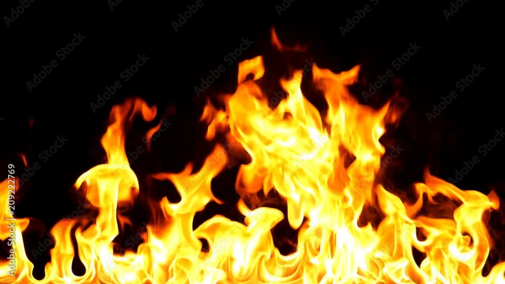 Fire Flames - Slow Motion.Real flames ignite on a black background ...