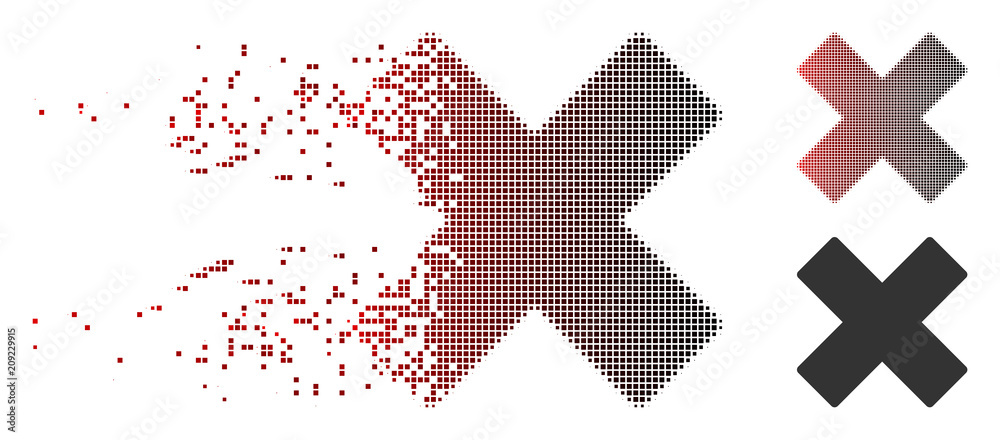 Vector delete x-cross icon in sparkle, dotted halftone and undamaged ...