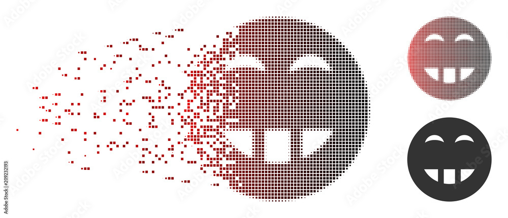 Vector laugth smiley icon in sparkle, dotted halftone and undamaged ...
