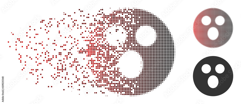 Vector surprized smiley icon in fractured, pixelated halftone and ...