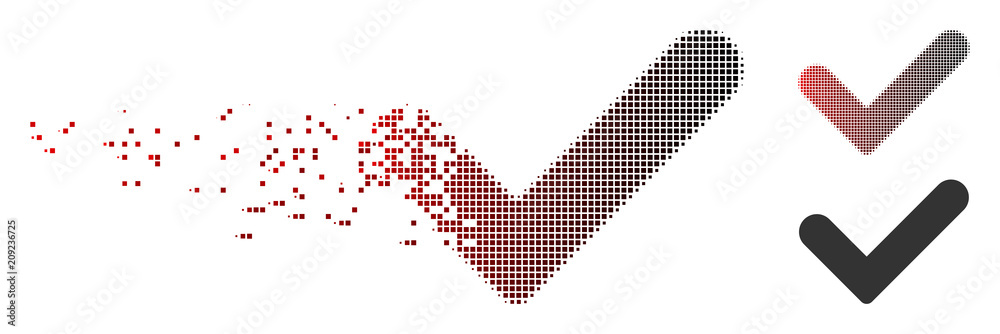 Vetor de Vector yes icon in sparkle, pixelated halftone and undamaged ...