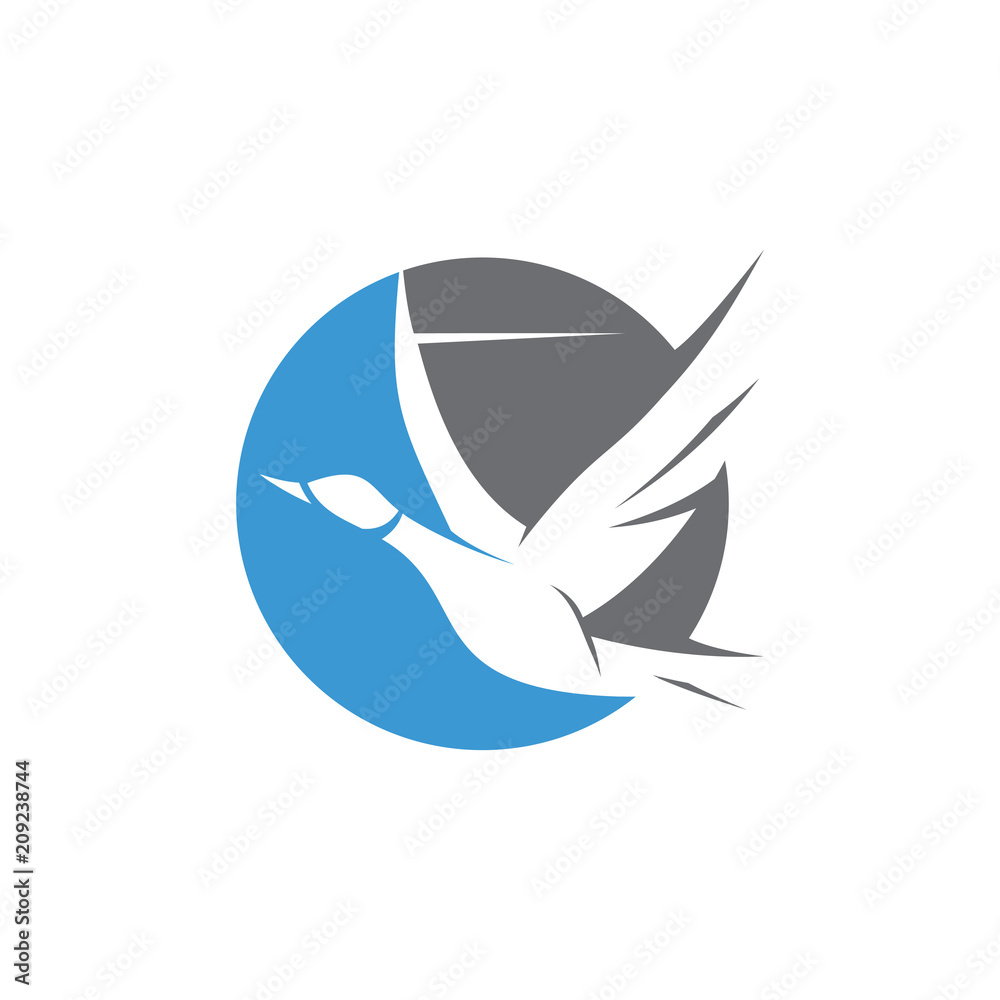 Duck Goose Geese Flying Logo Template Stock Vector | Adobe Stock
