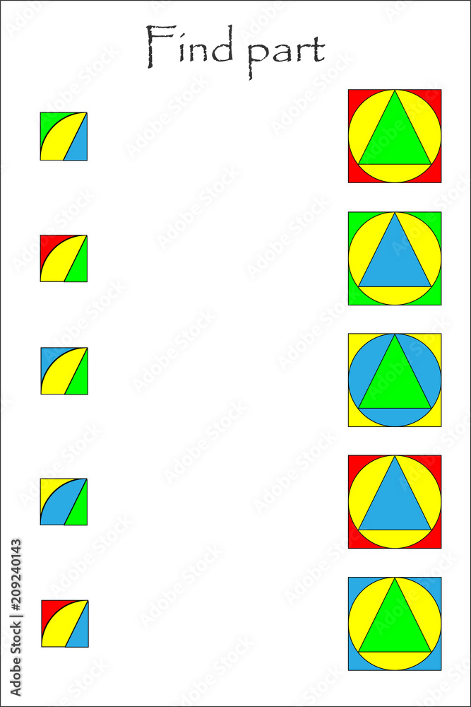Find the part of different colorful geometric shapes for children, fun ...