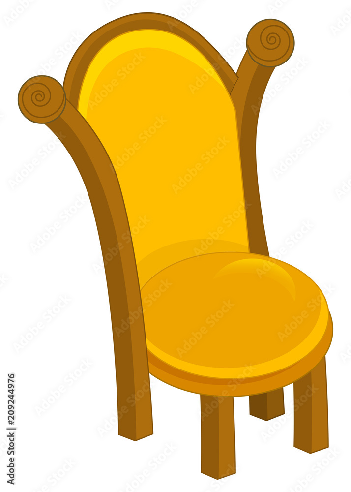 cartoon scene with traditional chair on white background - illustration ...